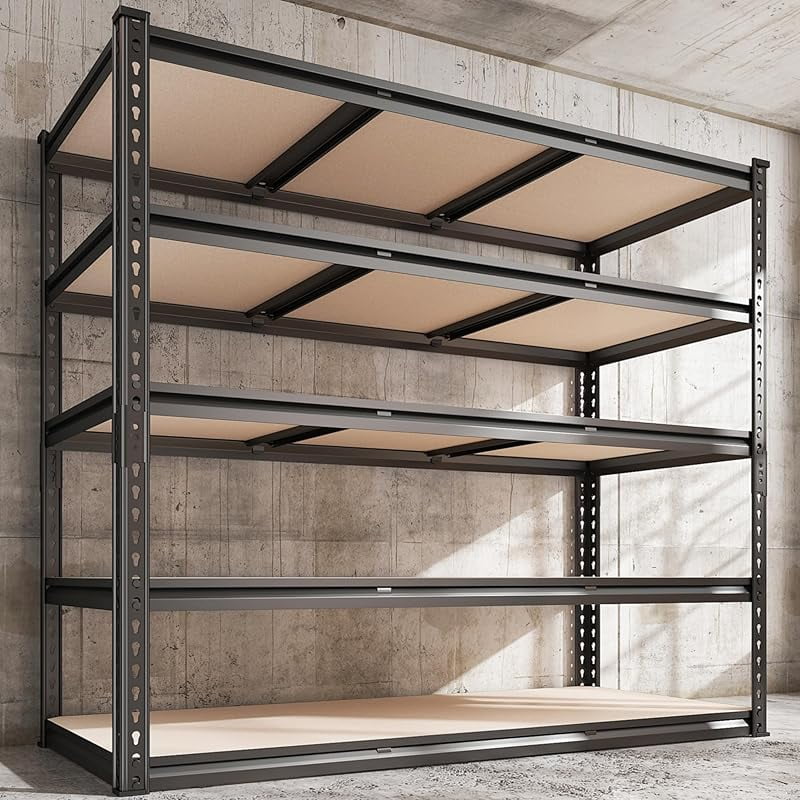 48" W Garage Shelving Heavy Duty 3020LBS Storage Shelves 5 Tier Heavy ...