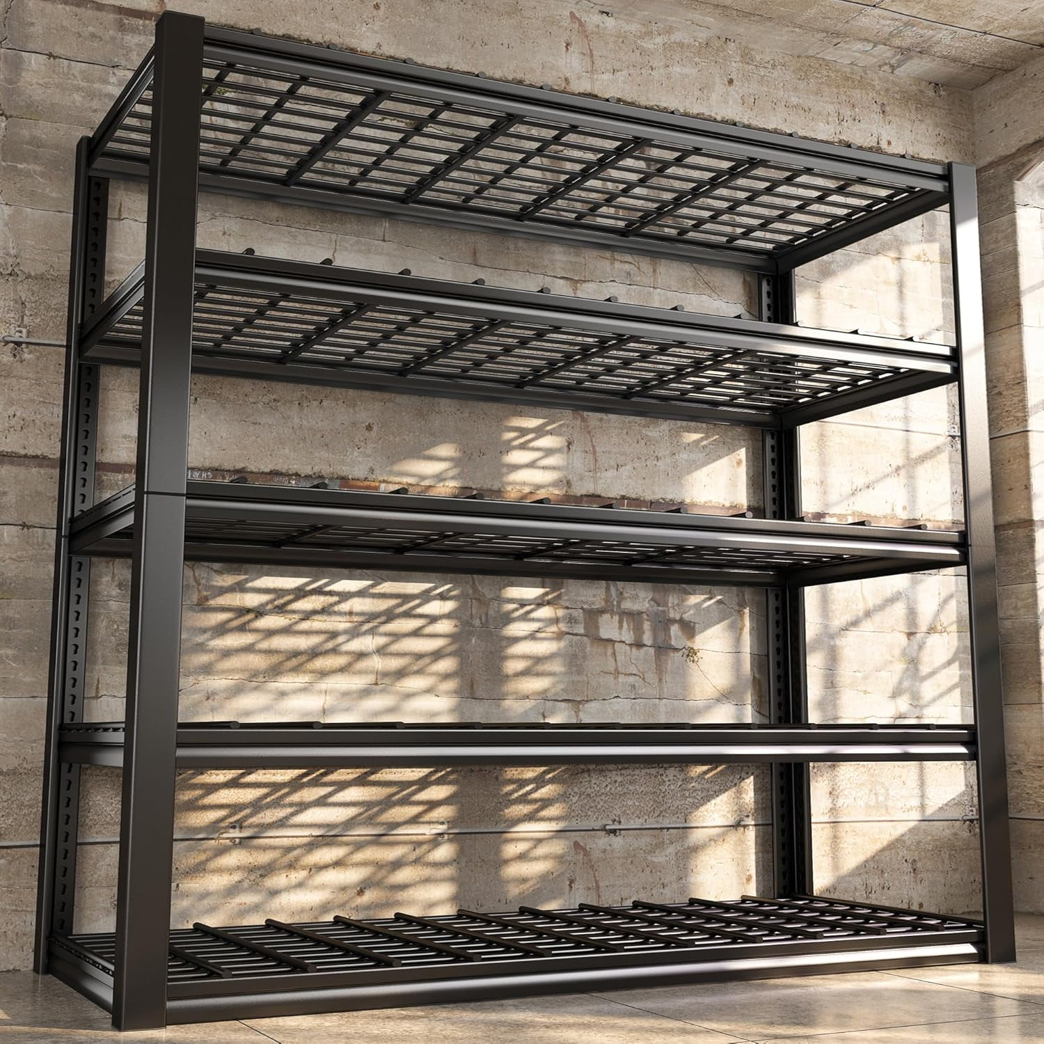 48" W Garage Shelving Heavy Duty Load 2500LBS, 5 Tier Storage Shelves ...