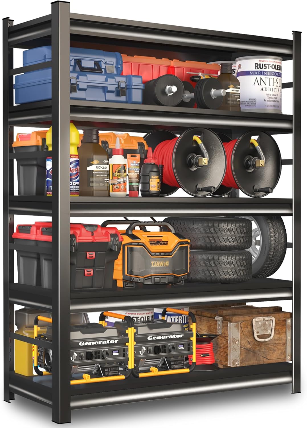 48" W Garage Shelving Heavy Duty Storage Shelves Adjustable 5 Tier ...