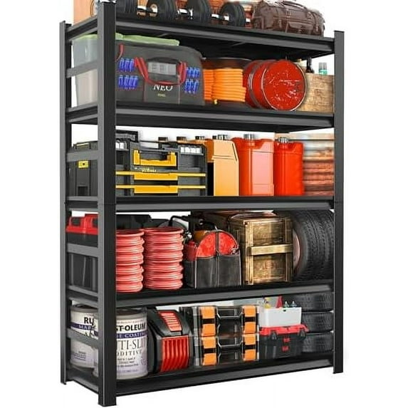 48" W Garage Shelving Unit Heavy Duty Shelf 5-Tier Adjustable 3500LBS ...