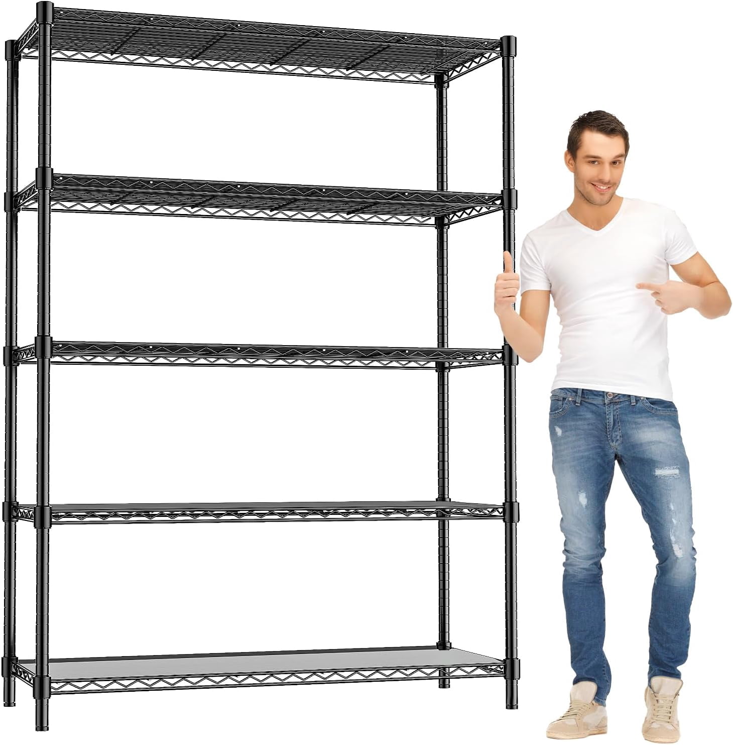 48" W Storage Shelves 1875LBS Metal Shelving, 5-Tier Adjustable Wire ...