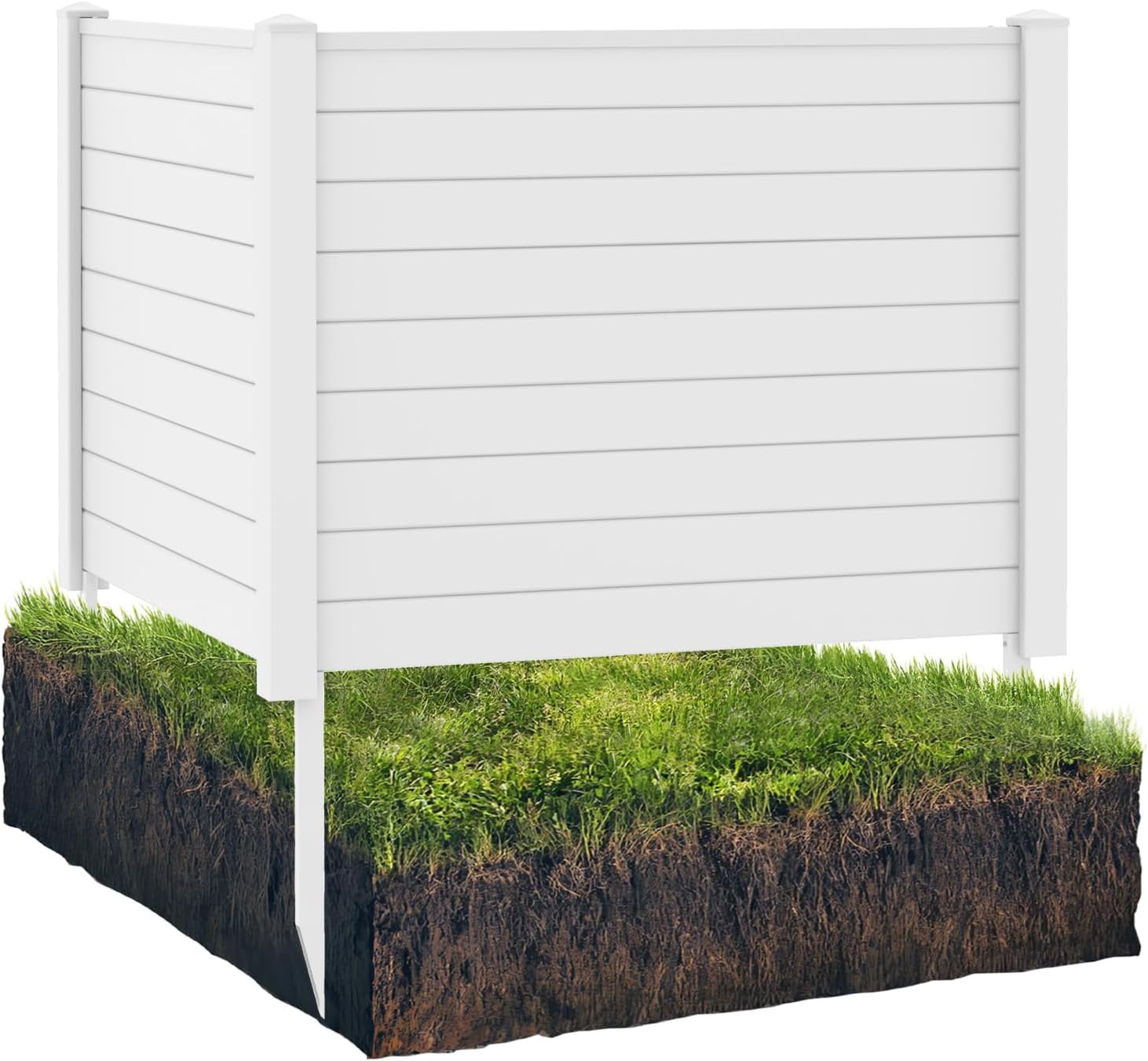 48"W x 36"H Privacy Screen(2 Panels), Outdoor PVC Privacy Fence w/ 3 ...