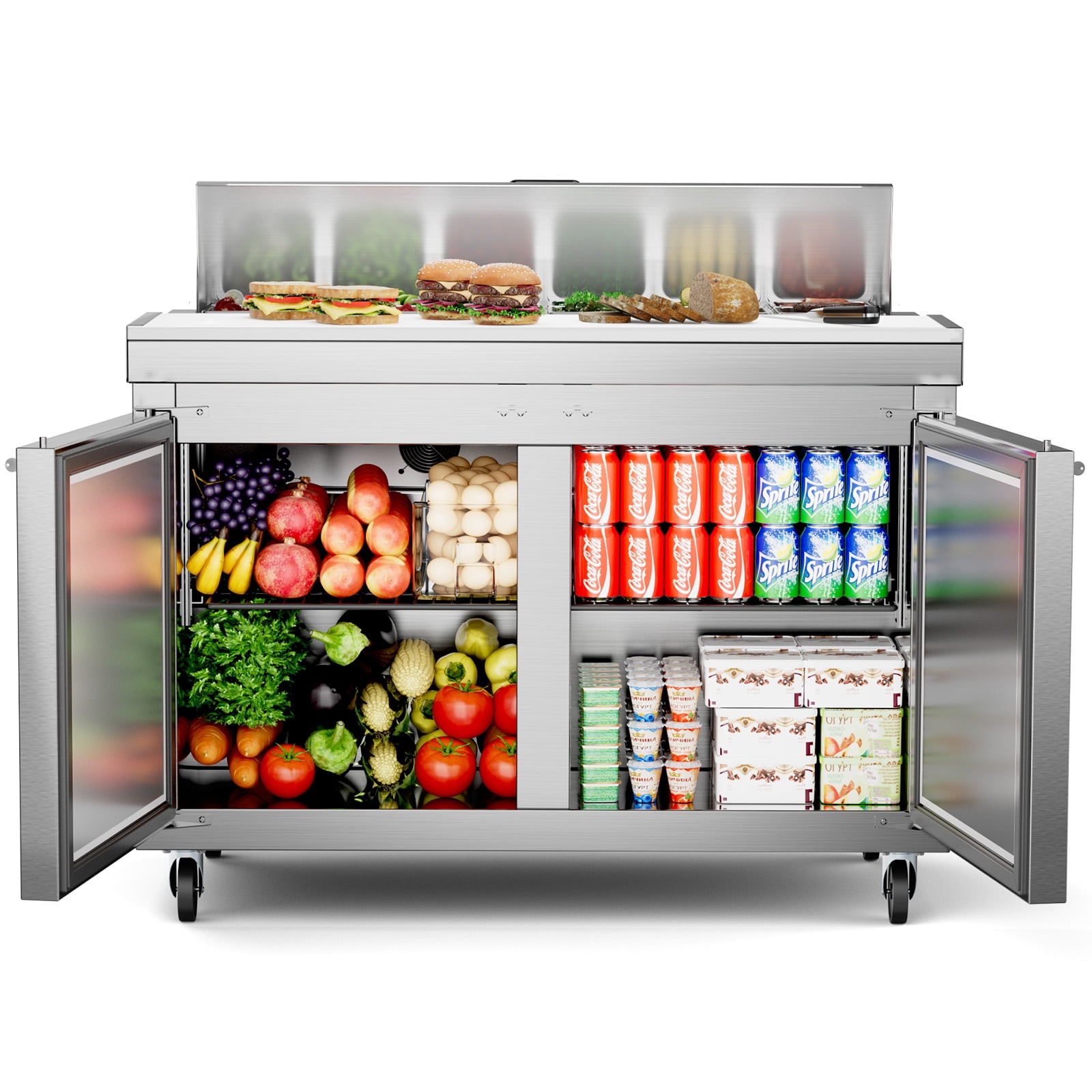 48" WCommercial Refrigerator Sandwich Salad Prep Table Refrigerators 2 ...
