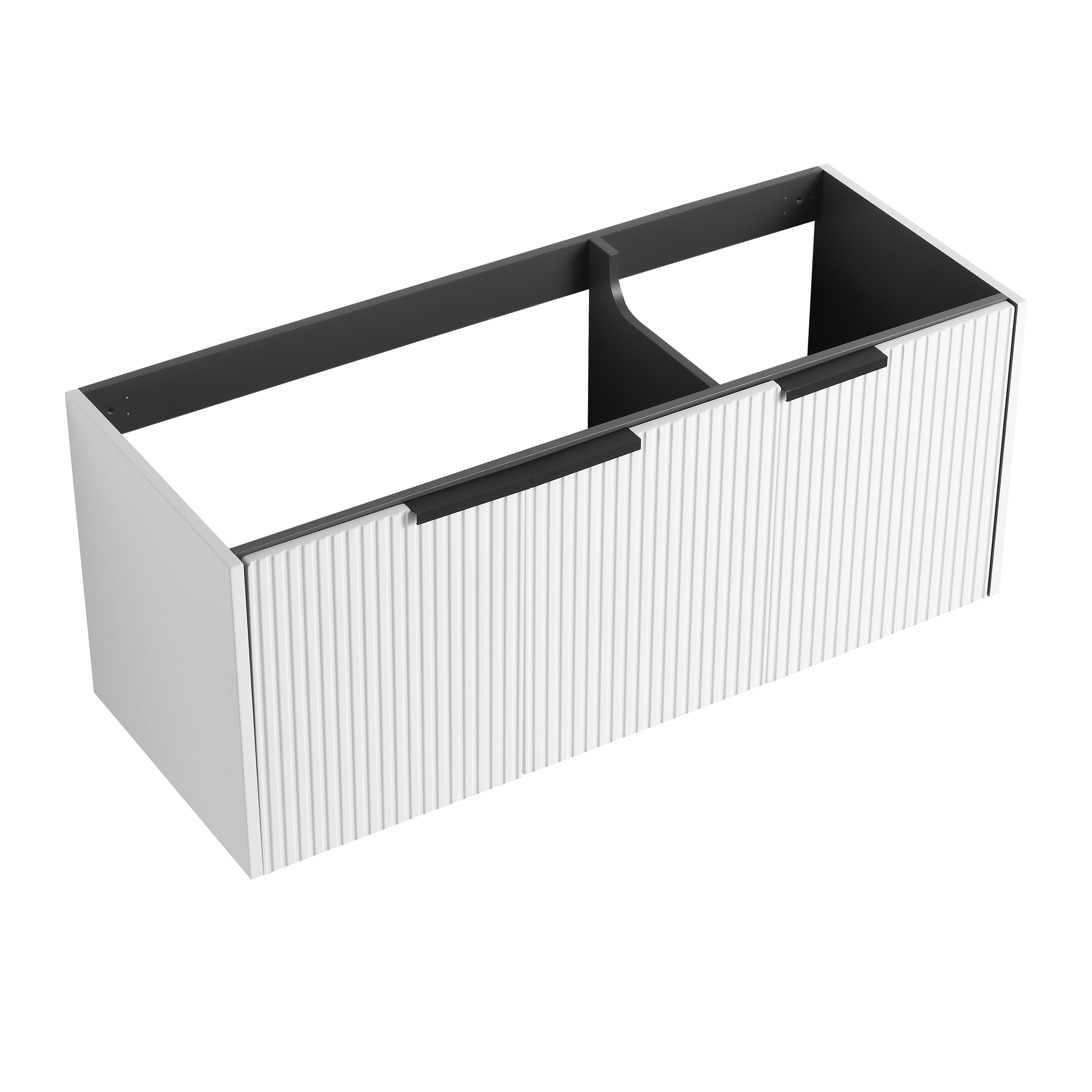 48" Wall Mounted Bathroom Vanity & 3 Soft-Close Doors, KD-Packing ...