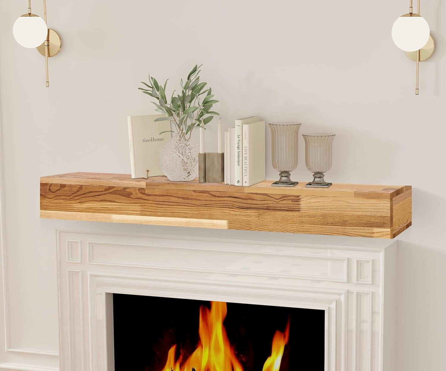 48" Western Red Cedar Wood Fireplace Mantel | Wall-Mounted & Floating ...