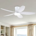 48" White Low Profile Ceiling Fan with Lights, Remote/APP Control, DC ...