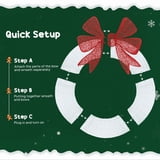 48" White Pre-Lit Christmas Wreath, 232 Dual-Color LEDs, Festive Bow ...