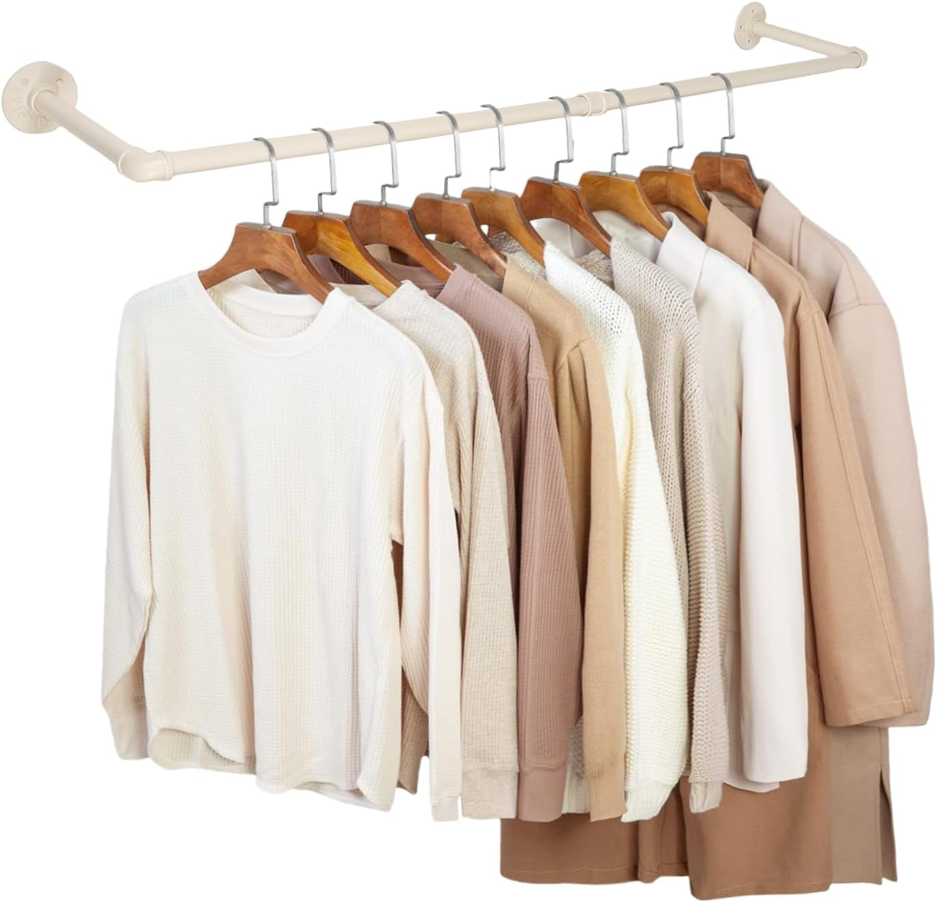 48" White Wall Mounted Clothes Rack, Industrial Pipe Iron Garment Bar ...