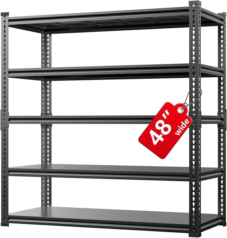 48" Wide 5-Tier 3000lbs, Boltless Assembly, Adjustable Large Garage ...