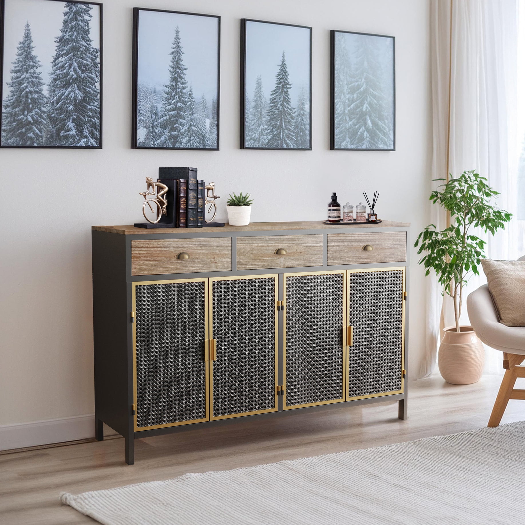 48" Wide, Metal Construction - Contemporary Style with Simple Assembly ...