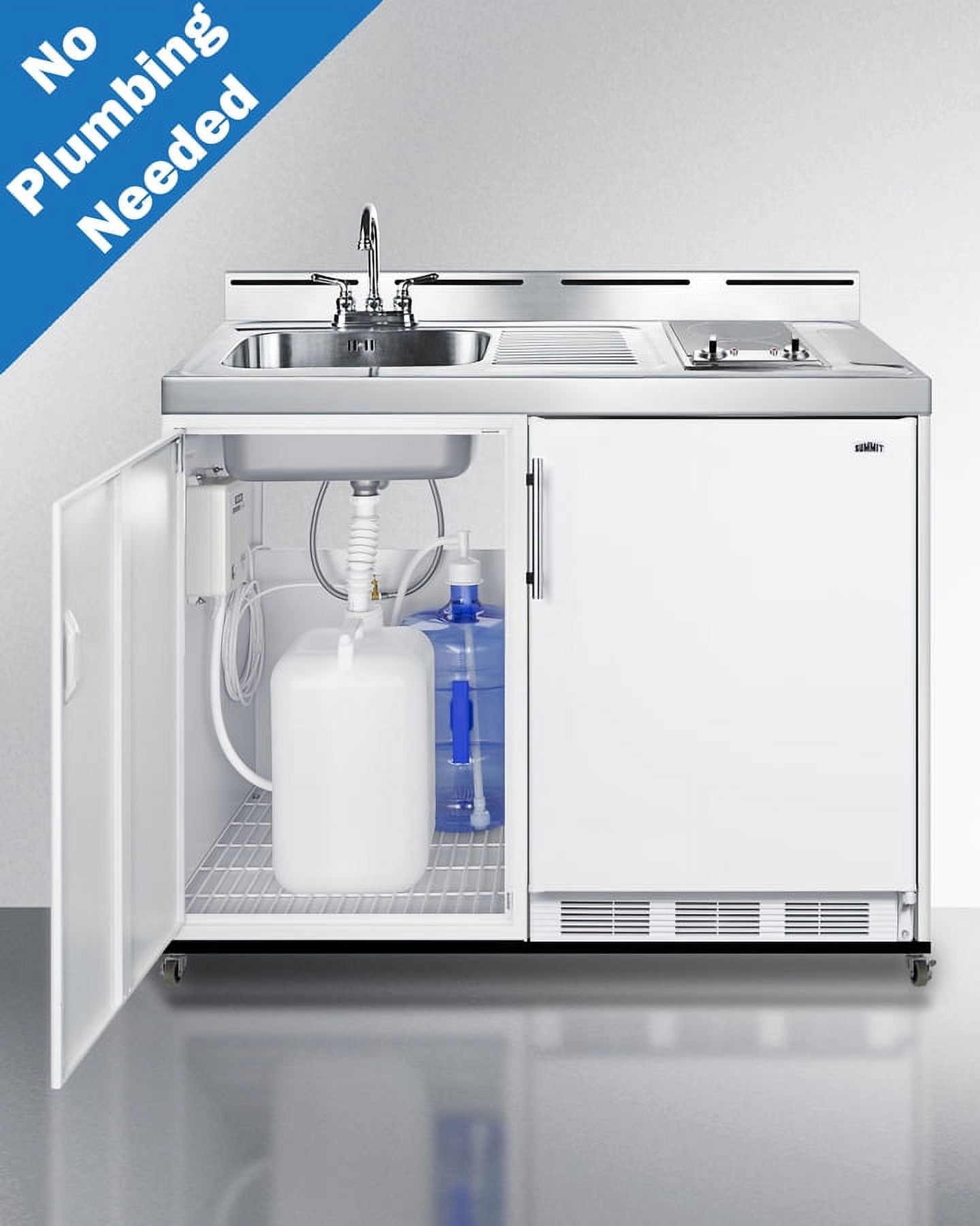 48" Wide Mobile All-In-One Kitchenette, No Plumbing Needed, white ...