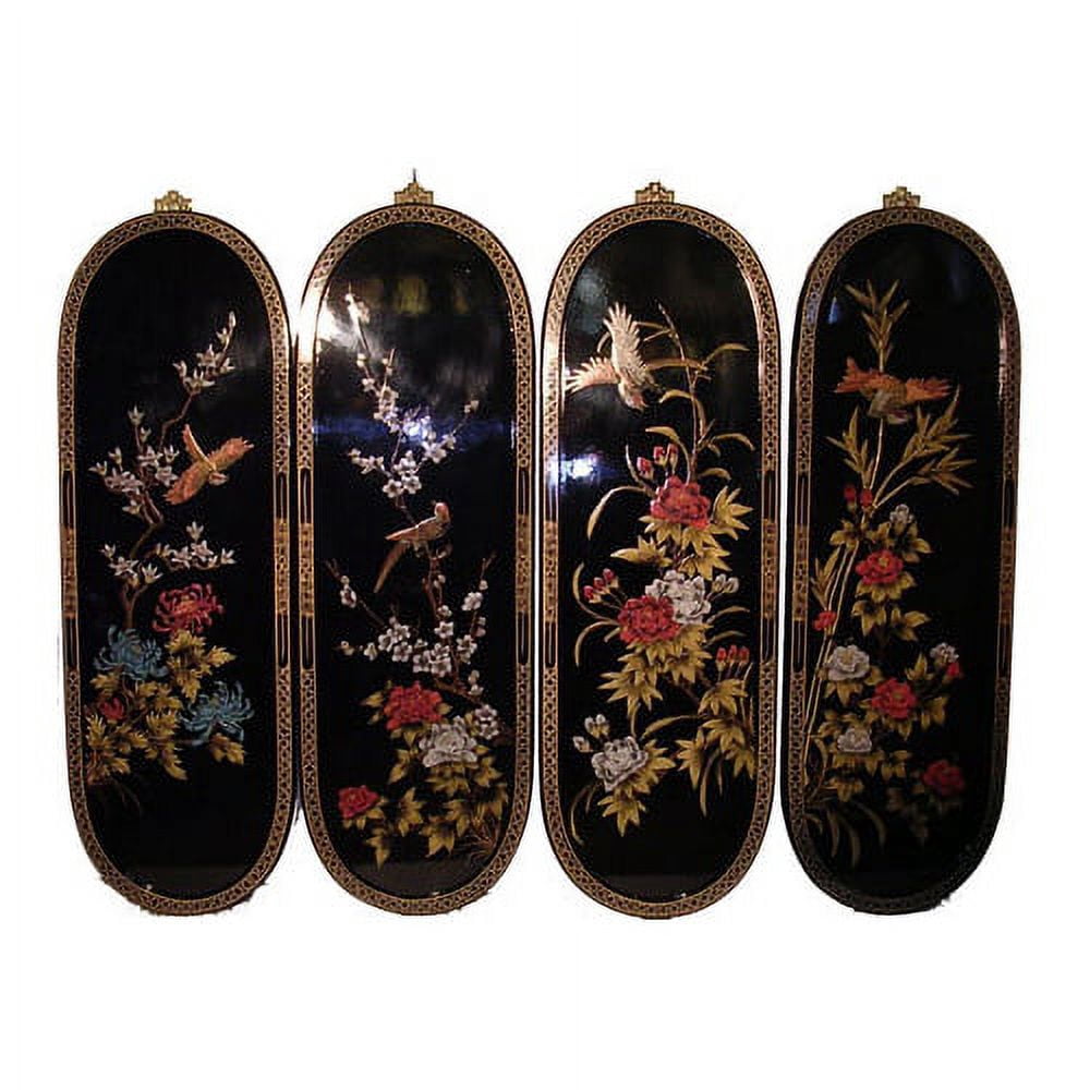 48" Wide Oriental Wall Plaques Hand Painted Chinoiserie 4 Seasons ...