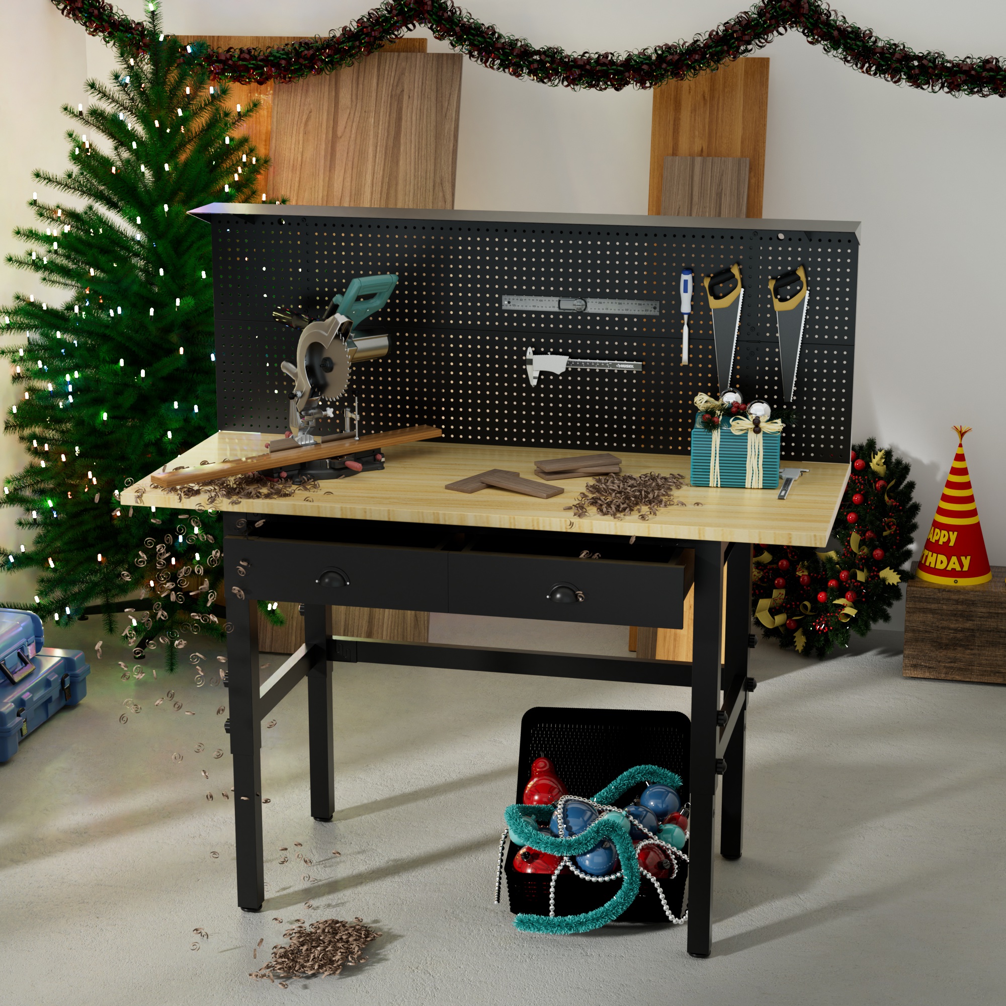 Duramax 2-Drawer Rolling Workbench 48 In. x 24 In. with wood top and ...