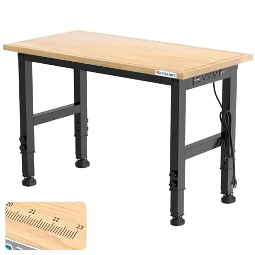 48" Workbench with Scales,Weight Capacity to 2300 LBS Heavy Duty Rubberwood Worktable,Adjustable ...