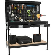 Gymax 48'' Heavy-Duty Workbench with Peg Board Hook Kit & Drawers ...