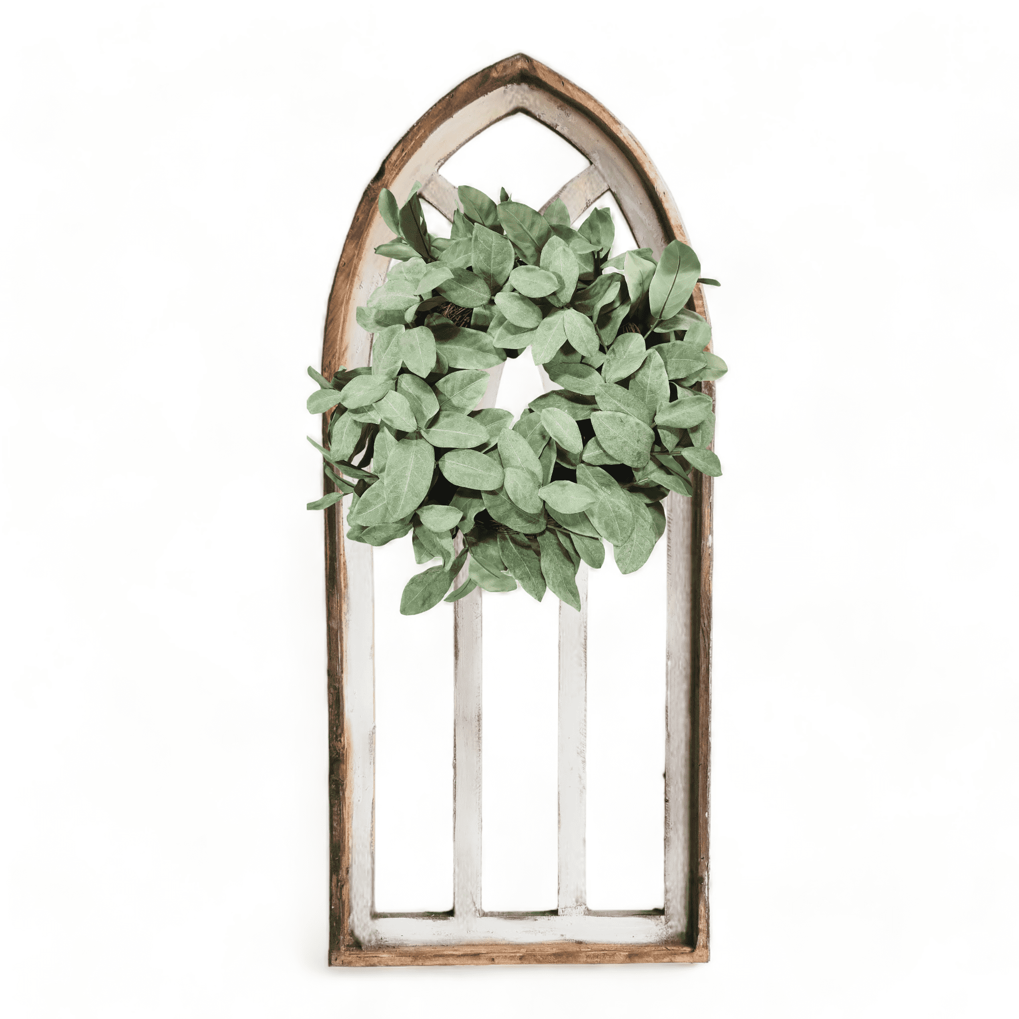 48" X 21" Farmhouse Wood Cathedral Window Rustic White- The Farmhouse ...