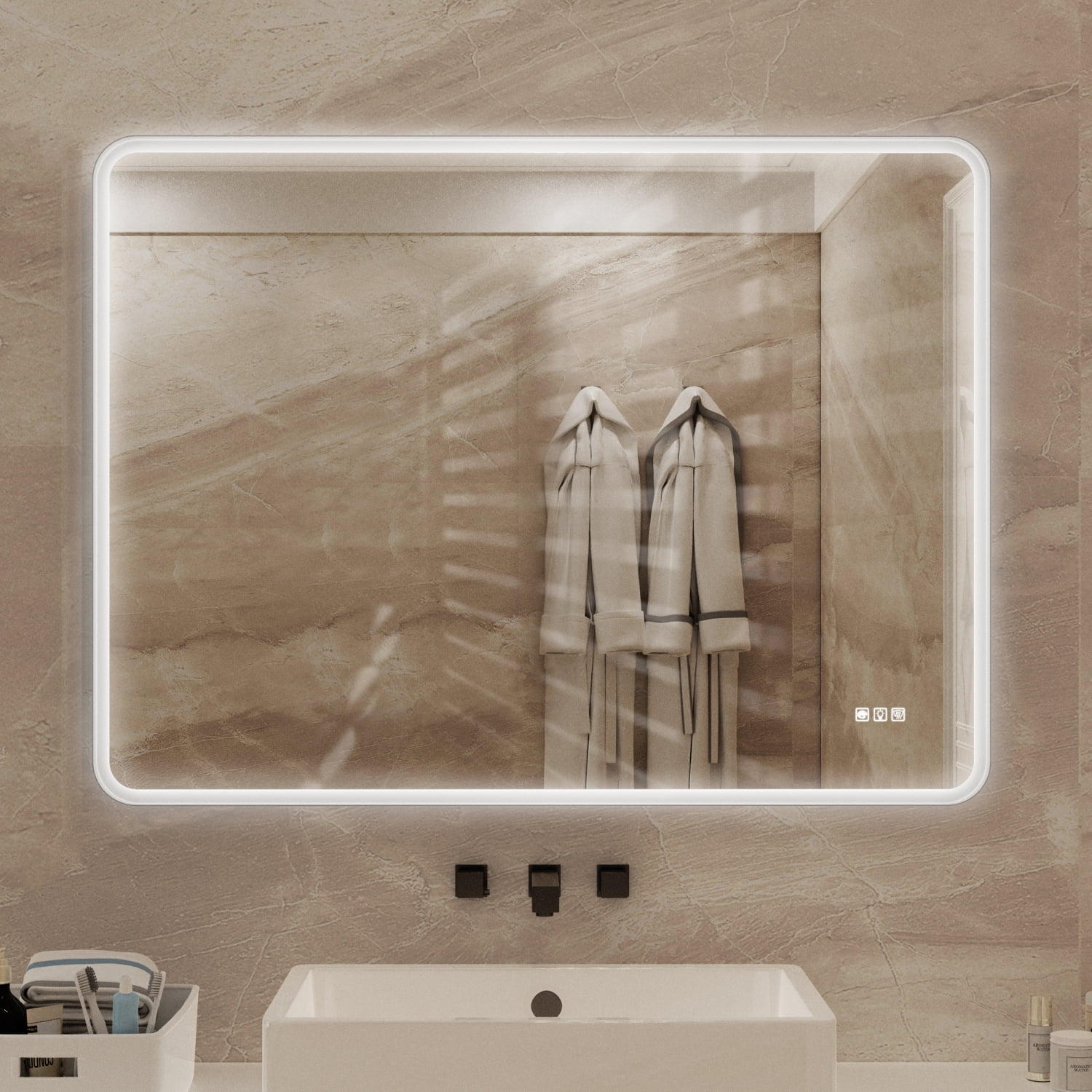 48 X 36 Rectangular Framed Dimmable Anti-Fog LED Wall Bathroom Vanity ...