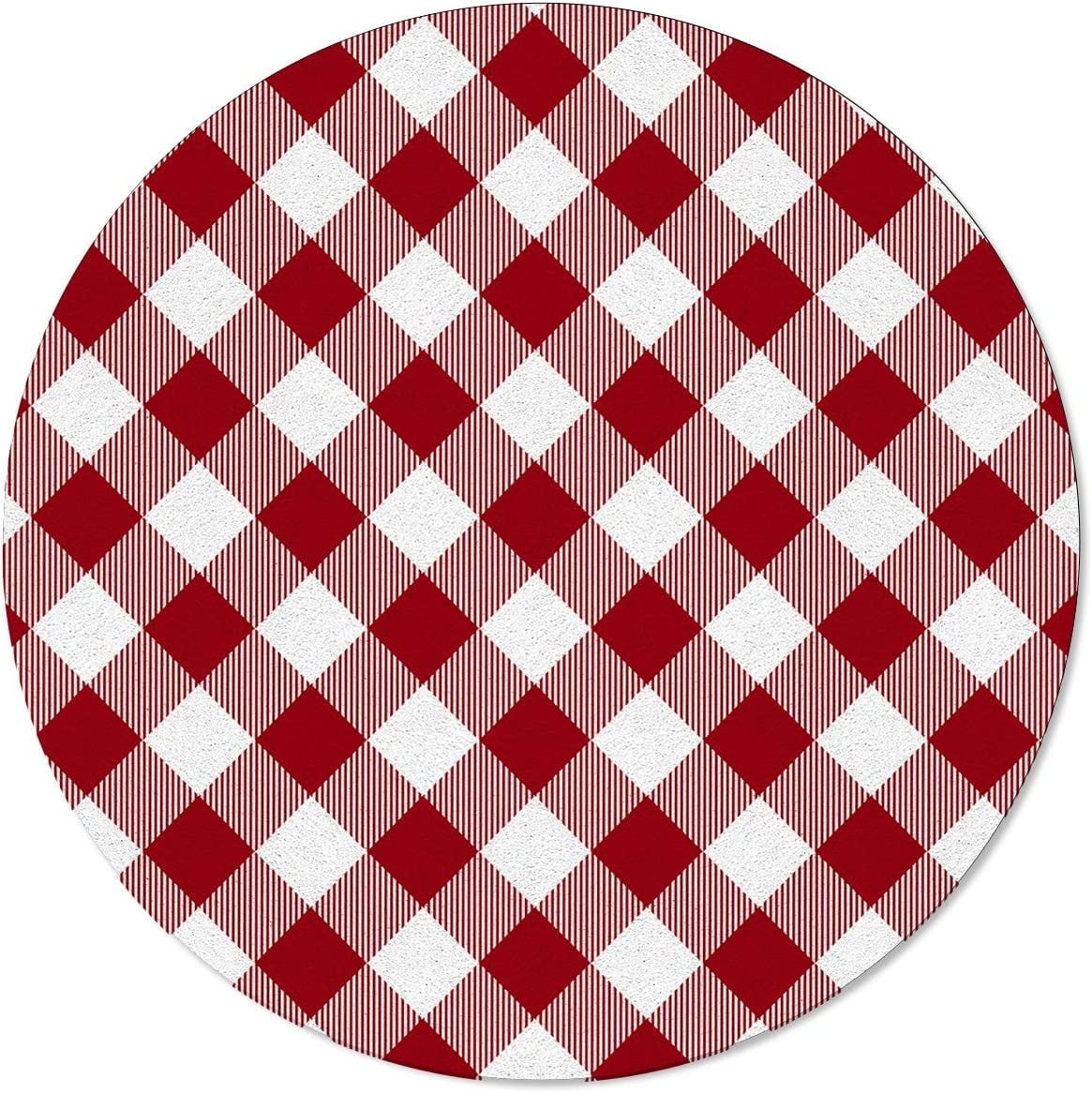 48"X 48" Christmas Buffalo Plaid Red Elastic Fitted Edged Round ...