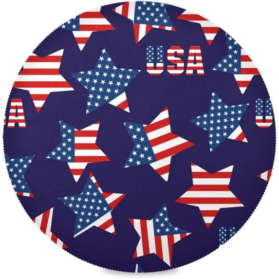 48"X 48" Patriotic Star Elastic Fitted Edged Round Tablecloth Fade ...