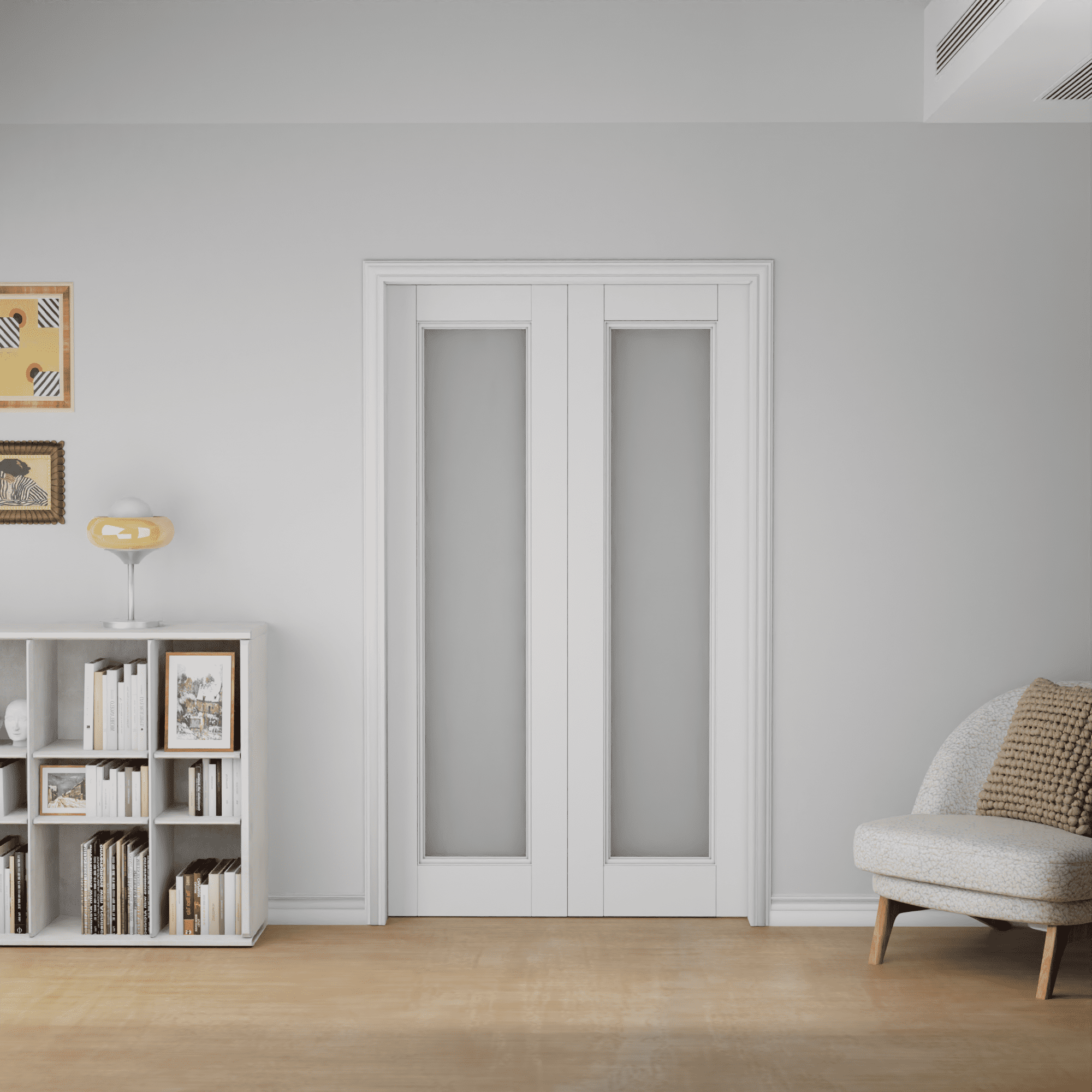 48" X 80" Double Silding Closet Doors French Frosted Glass Pocket Door ...