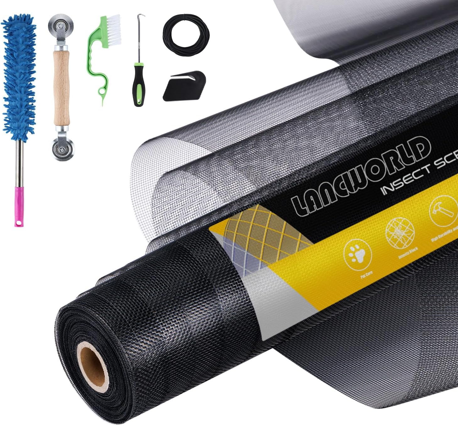 The 48''X100'DIY Custom Window Screen Mesh Replacement Repair Kit ...