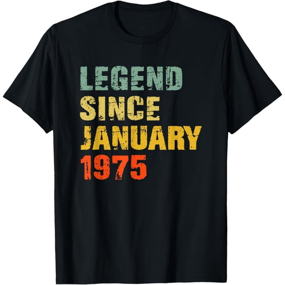 48 Year Old 48th Birthday Gifts Legend Since January 1975 T-Shirt ...
