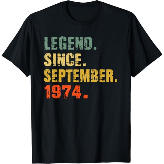 48 Year Old 48th Birthday Gifts Legend Since September 1974 T-Shirt ...