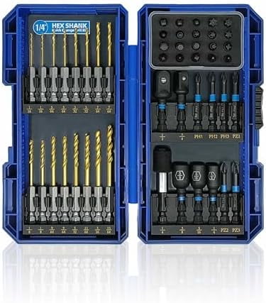 48 count Impact Bit and Drill Bit Set for Drilling & Screw Driving ...