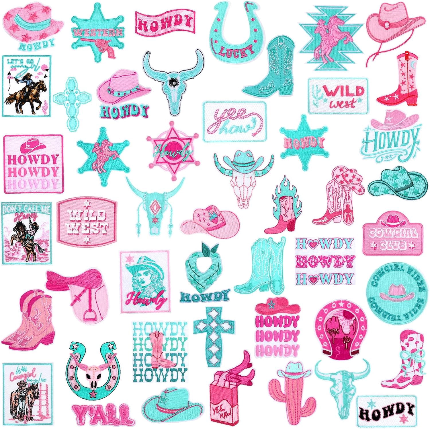 48 count Western Trucker Iron Patches Funny Cowboy Cowgirl Social Club ...