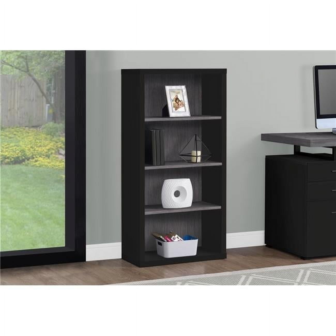 48 in. Adjustable Shelves Bookcase - Black & Grey - Walmart.com