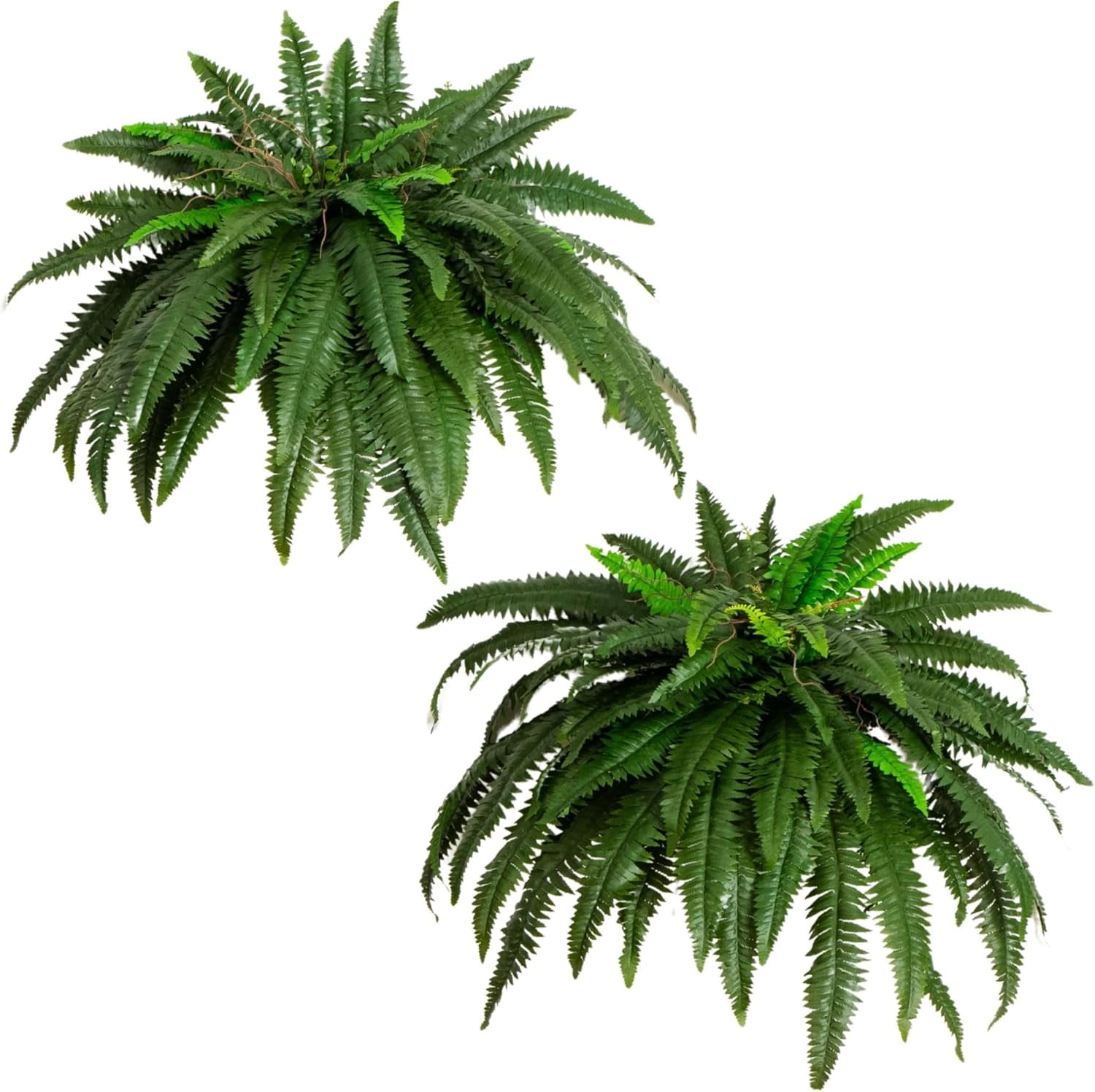 48-in Artificial Boston Fern, Set of 2, Large Hanging Fake Plant Wall ...