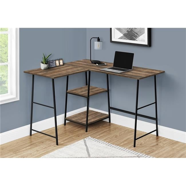48 in. Brown Reclaimed & Black Metal Corner Computer Desk - Walmart.com