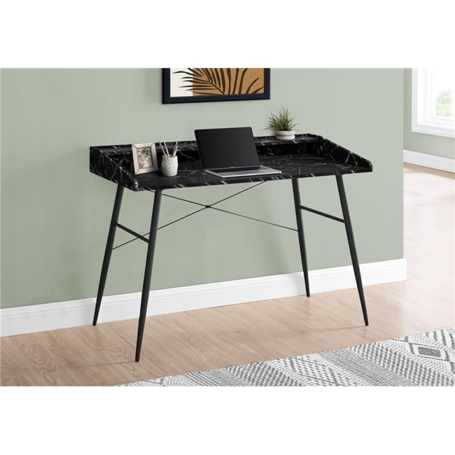 48 in. Computer Desk, Black - Marble-Look & Black Metal - Walmart.com