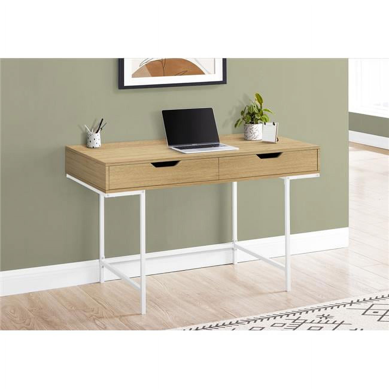 48 in. Computer Desk, Natural - White Metal - Walmart.com