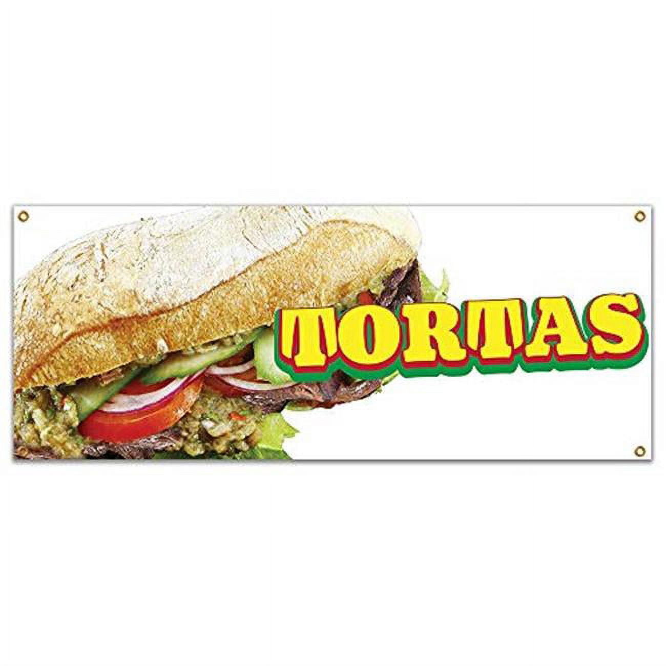 48 in. Concession Stand Food Truck Single Sided Banner - Tortas ...