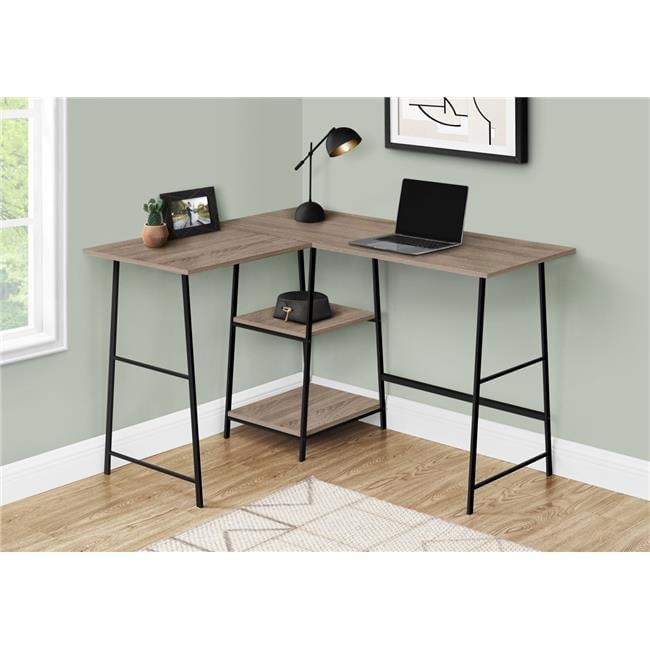 48 in. Dark Taupe Top & Black Metal Corner Computer Desk - Walmart.com