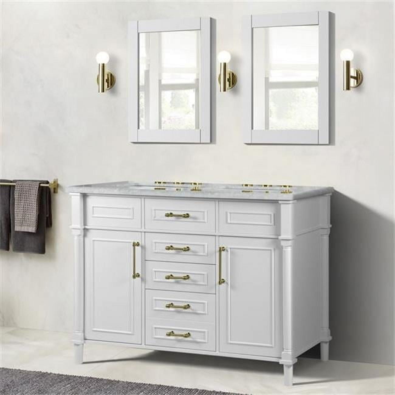 48 in. Double Vanity with Carrara Marble Top, White - Walmart.com