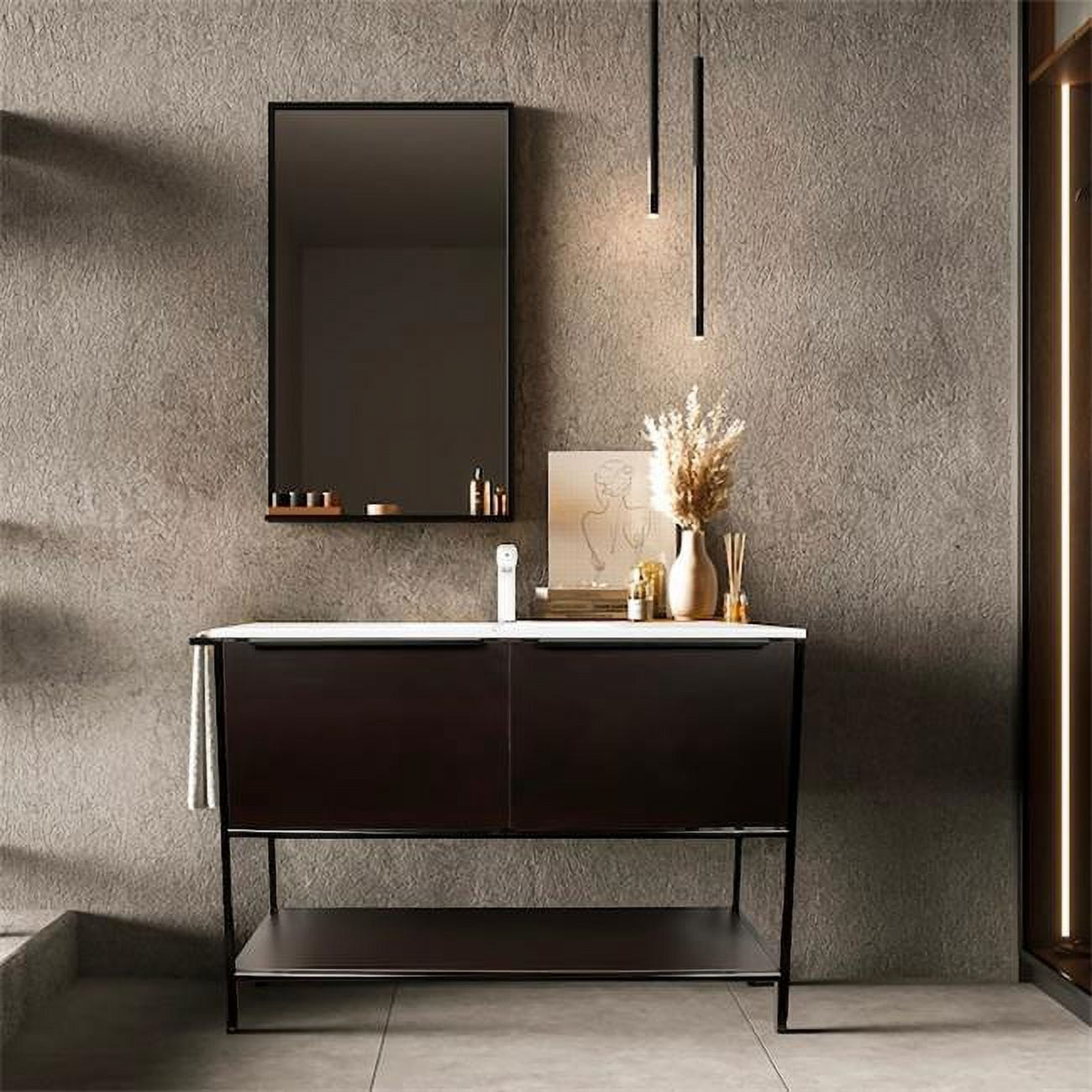 48 in. Free-Standing Single Bathroom Vanity with 2 Soft Closing Drawers ...