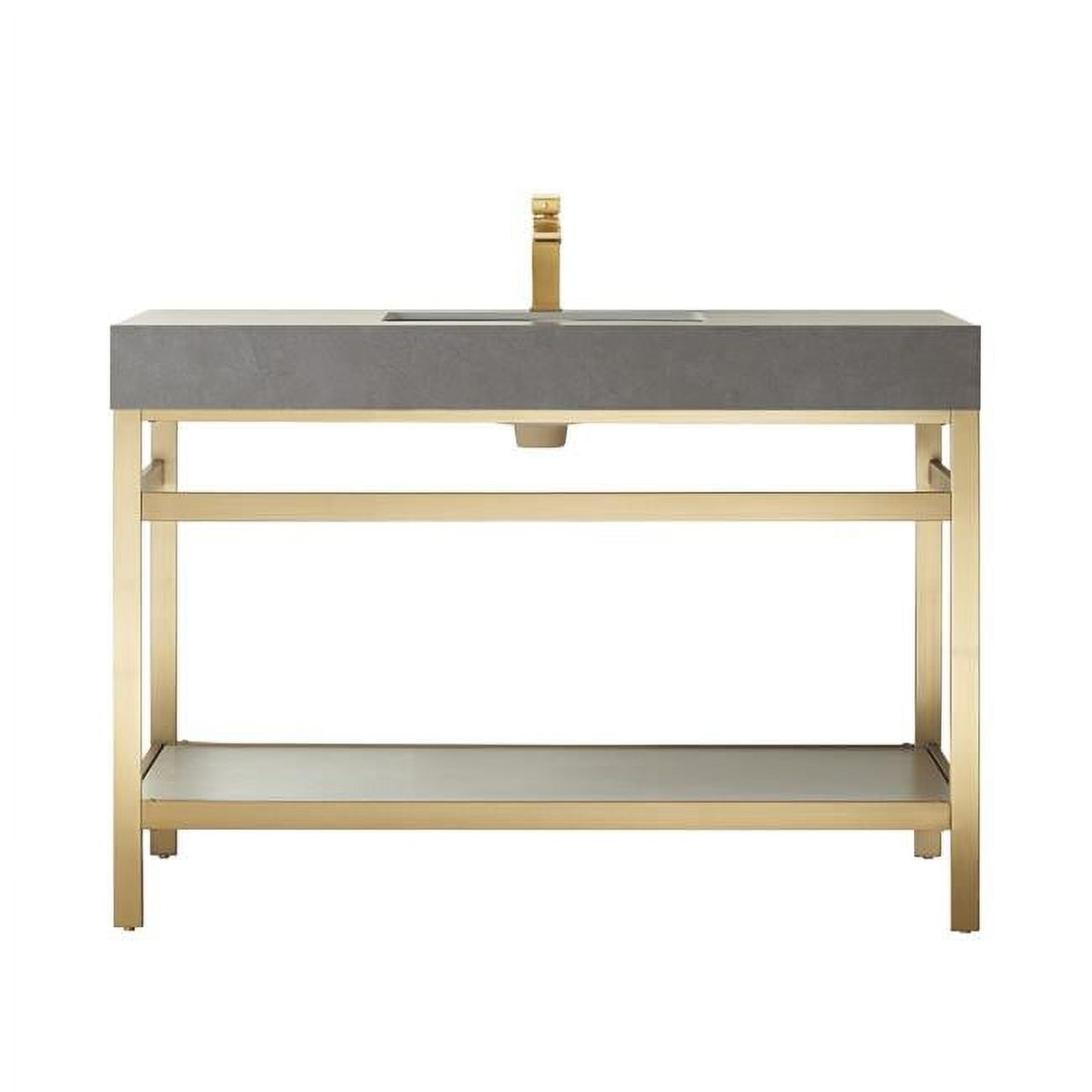 48 in. Funes Single Sink Bathroom Vanity, Brushed Gold Metal Support ...