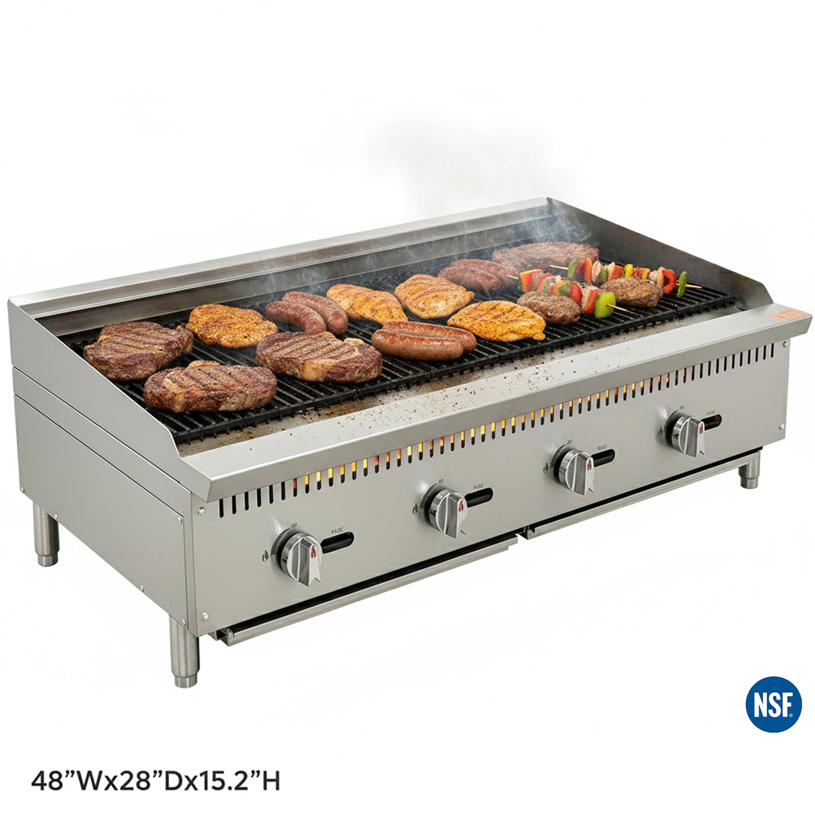 48" Commercial Countertop Gas Charbroiler Grill – 140,000 BTU ...