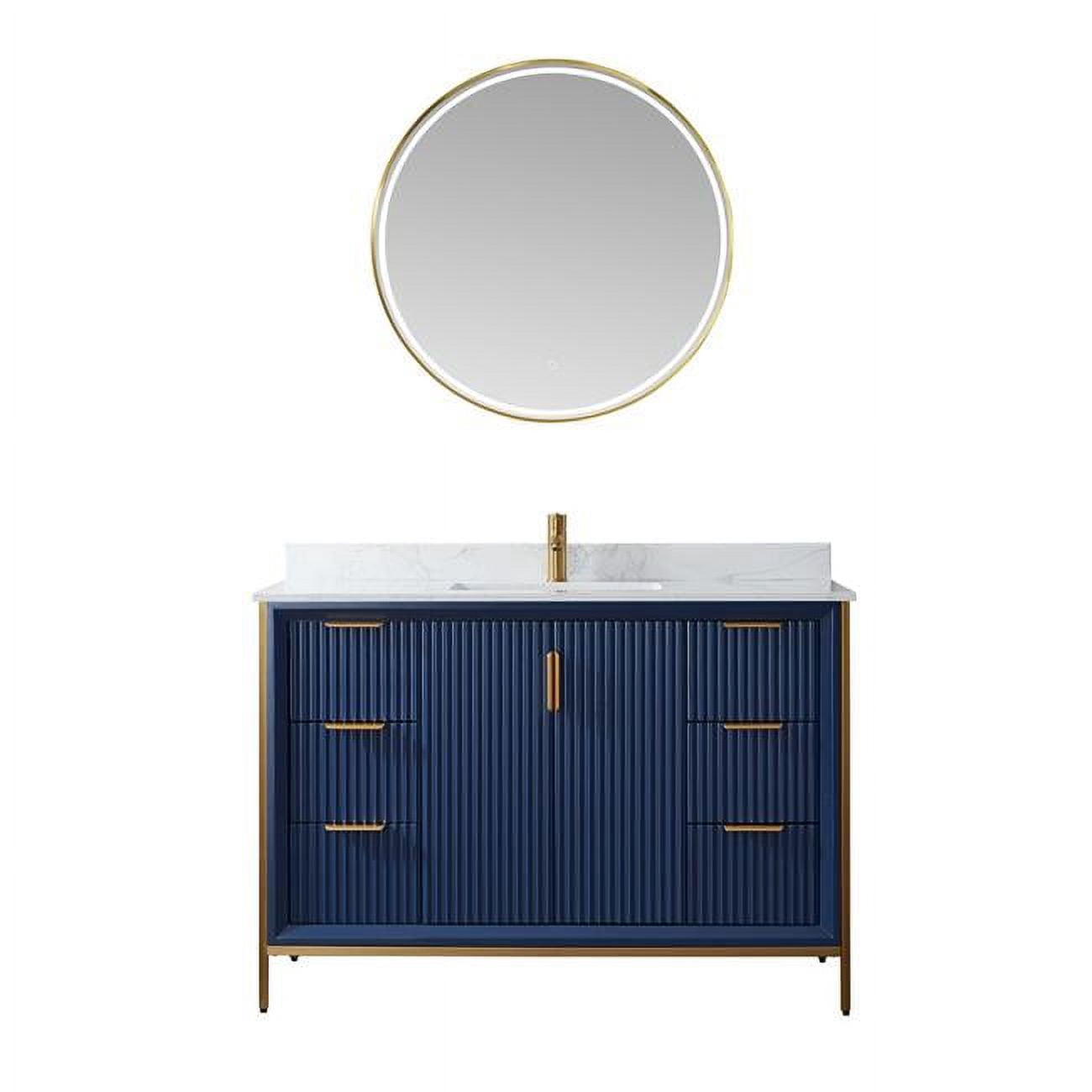 48 in. Granada Bathroom Vanity, Royal Blue with White Composite Grain ...