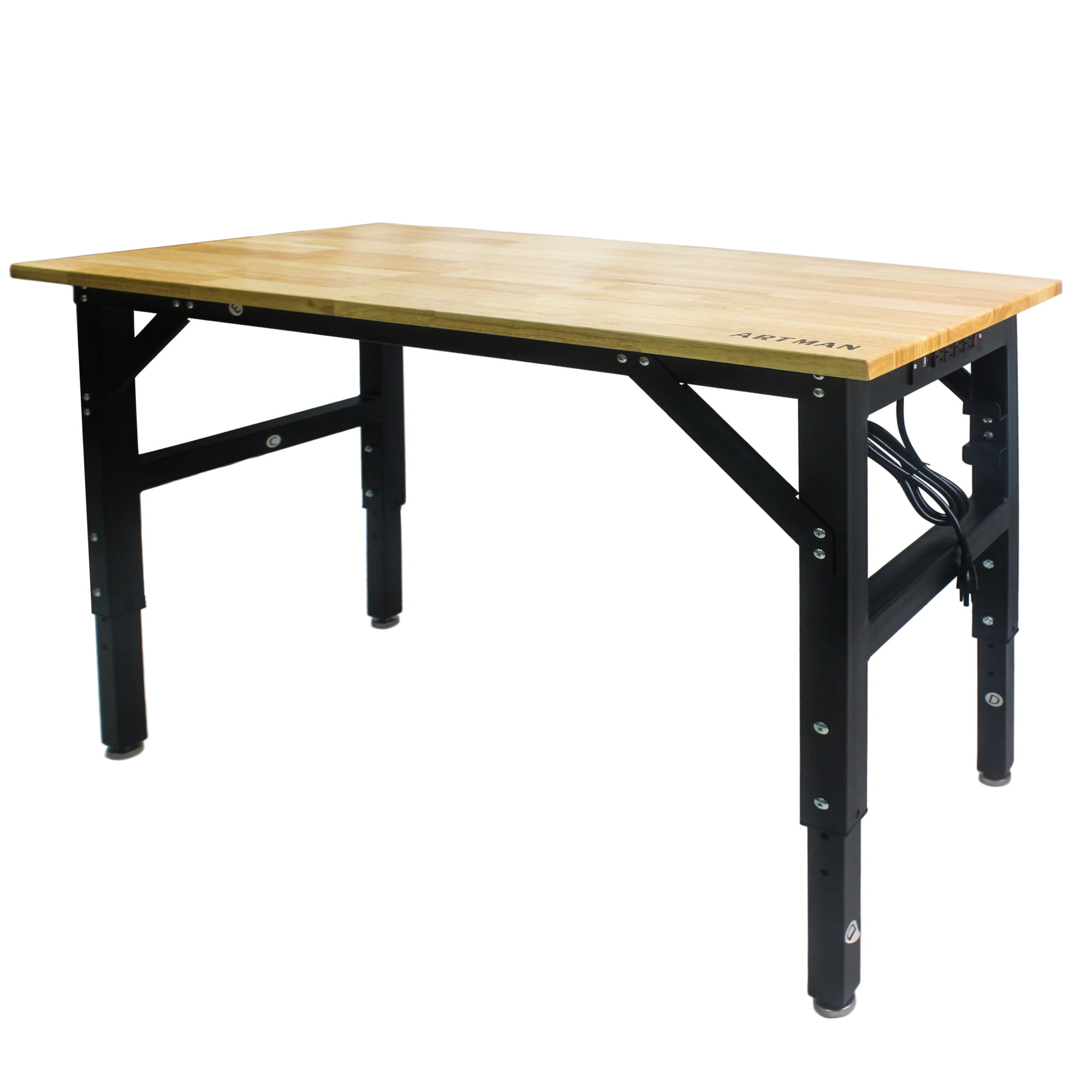 48-in Heavy-Duty Workbench with Rubberwood Tabletop, Adjustable Legs ...