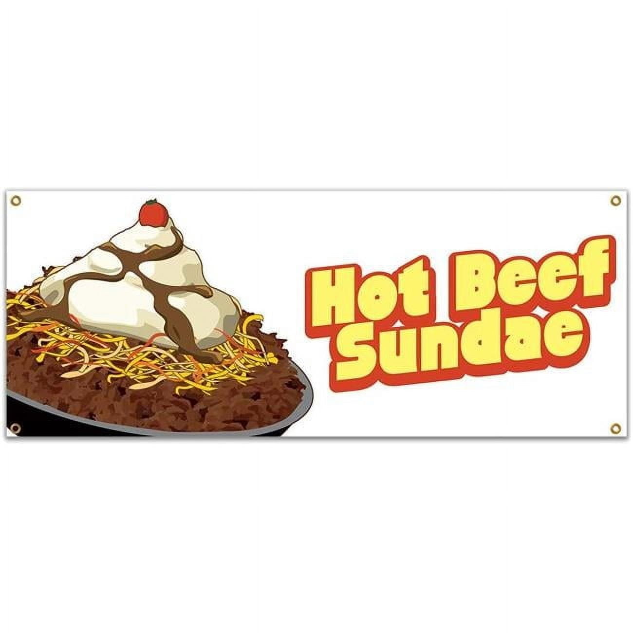48 in. Hot Beef Sundae Banner with Concession Stand Food Truck Single ...