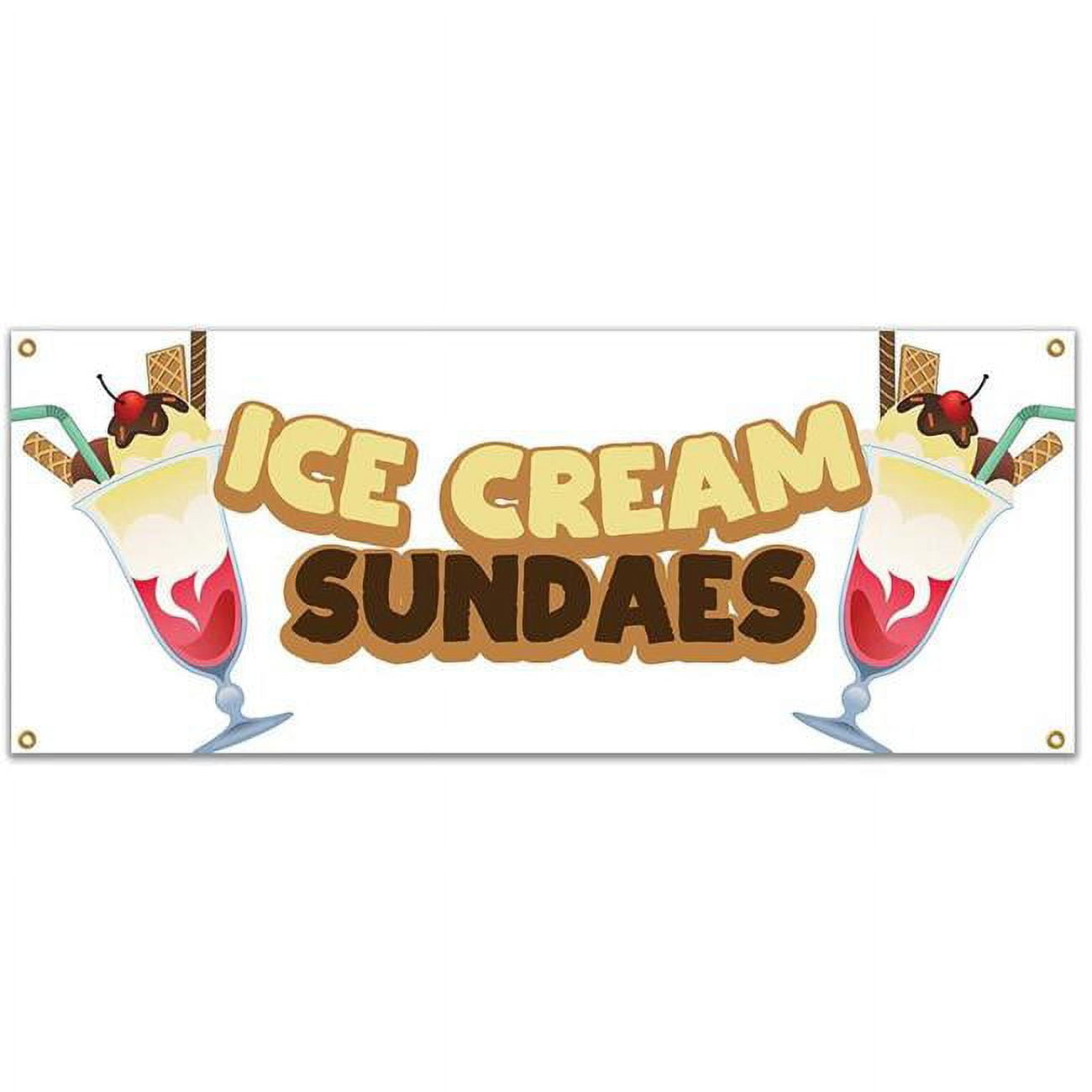48 in. Ice Cream Sundaes Banner with Concession Stand Food Truck Single ...