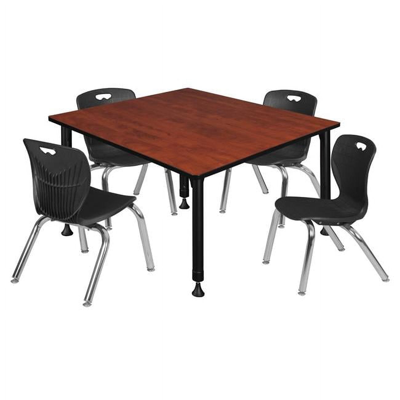 48 in. Kee Square Height Adjustable Classroom Table, Cherry & 4 Andy 12 ...