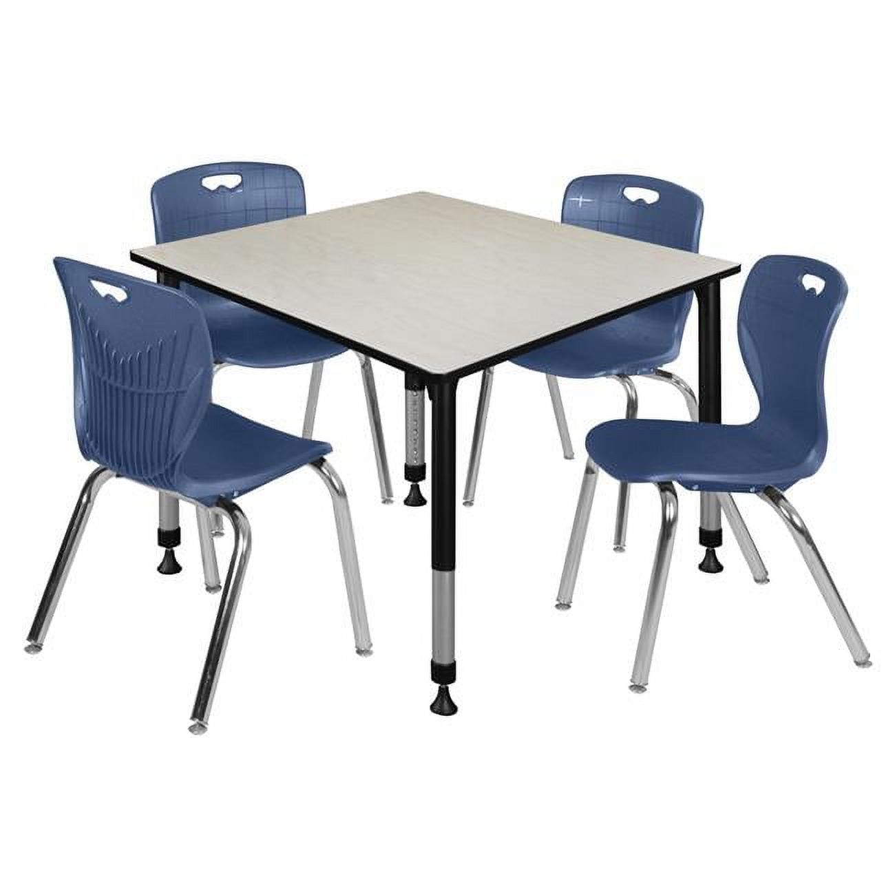 48 in. Kee Square Height Adjustable Classroom Table, Maple & 4 Andy 18 ...