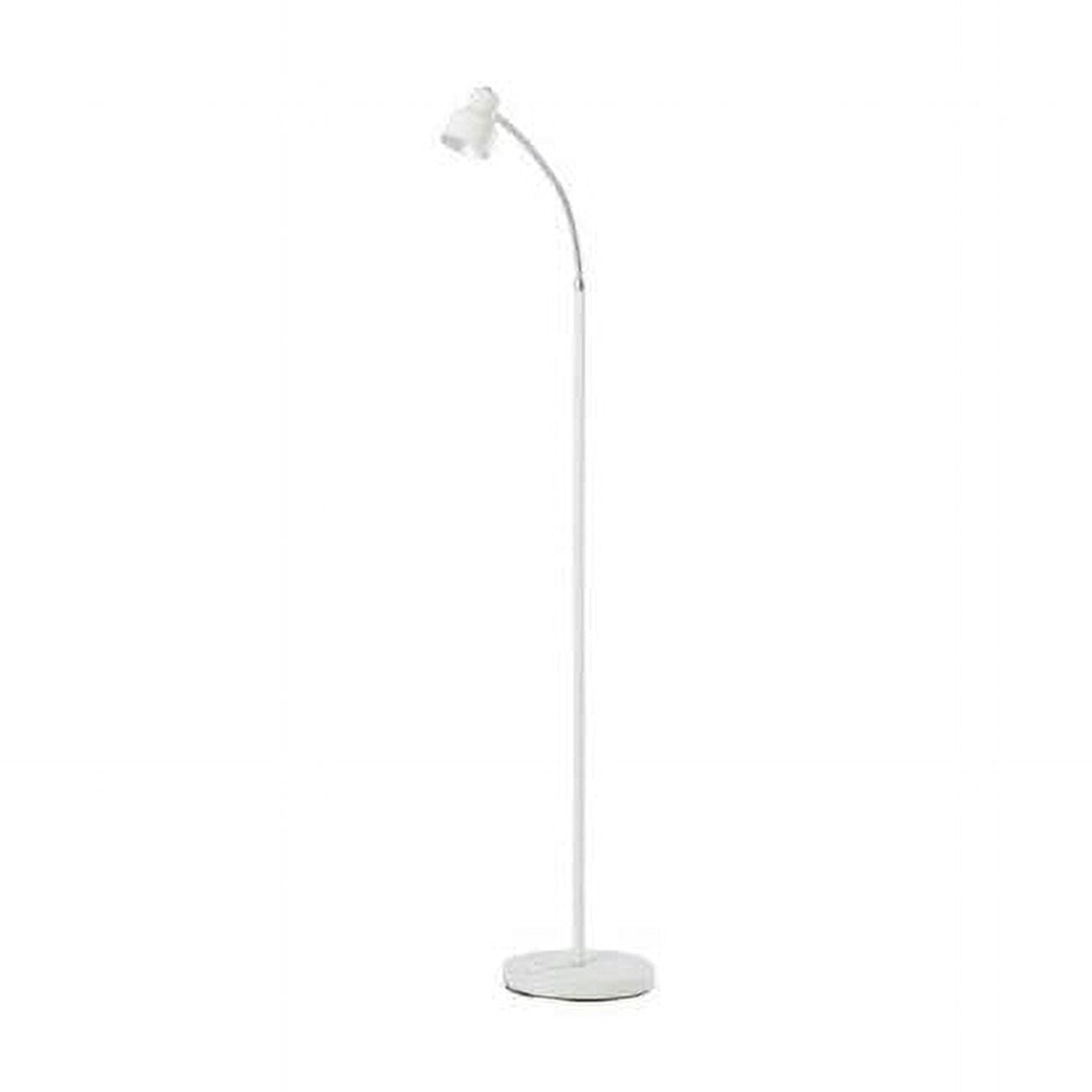 48 in. Landri LED Gooseneck Satin White Mini Reading Floor Lamp ...