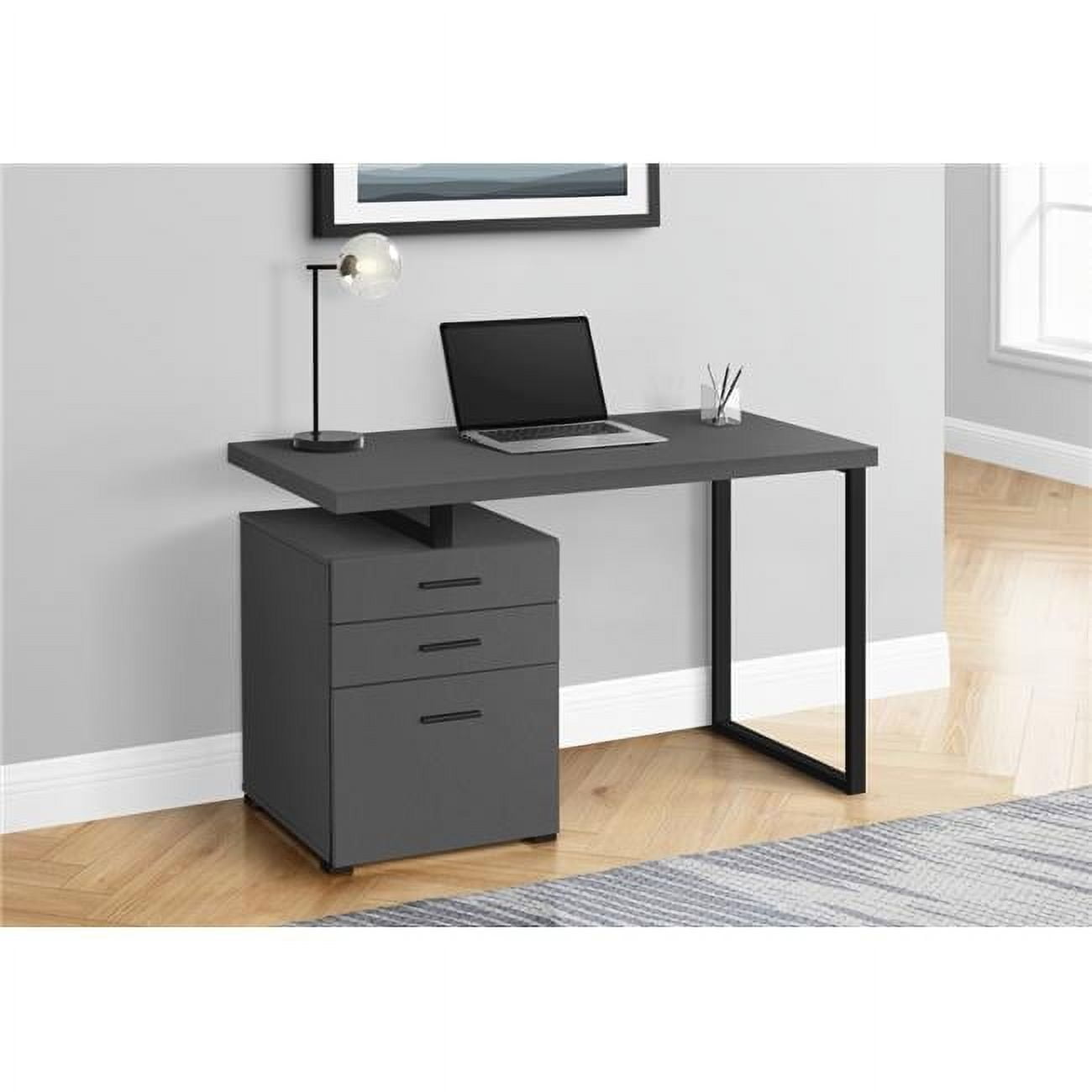 48 in. Left & Right Metal Computer Desk, Modern Grey - Black - Walmart.com