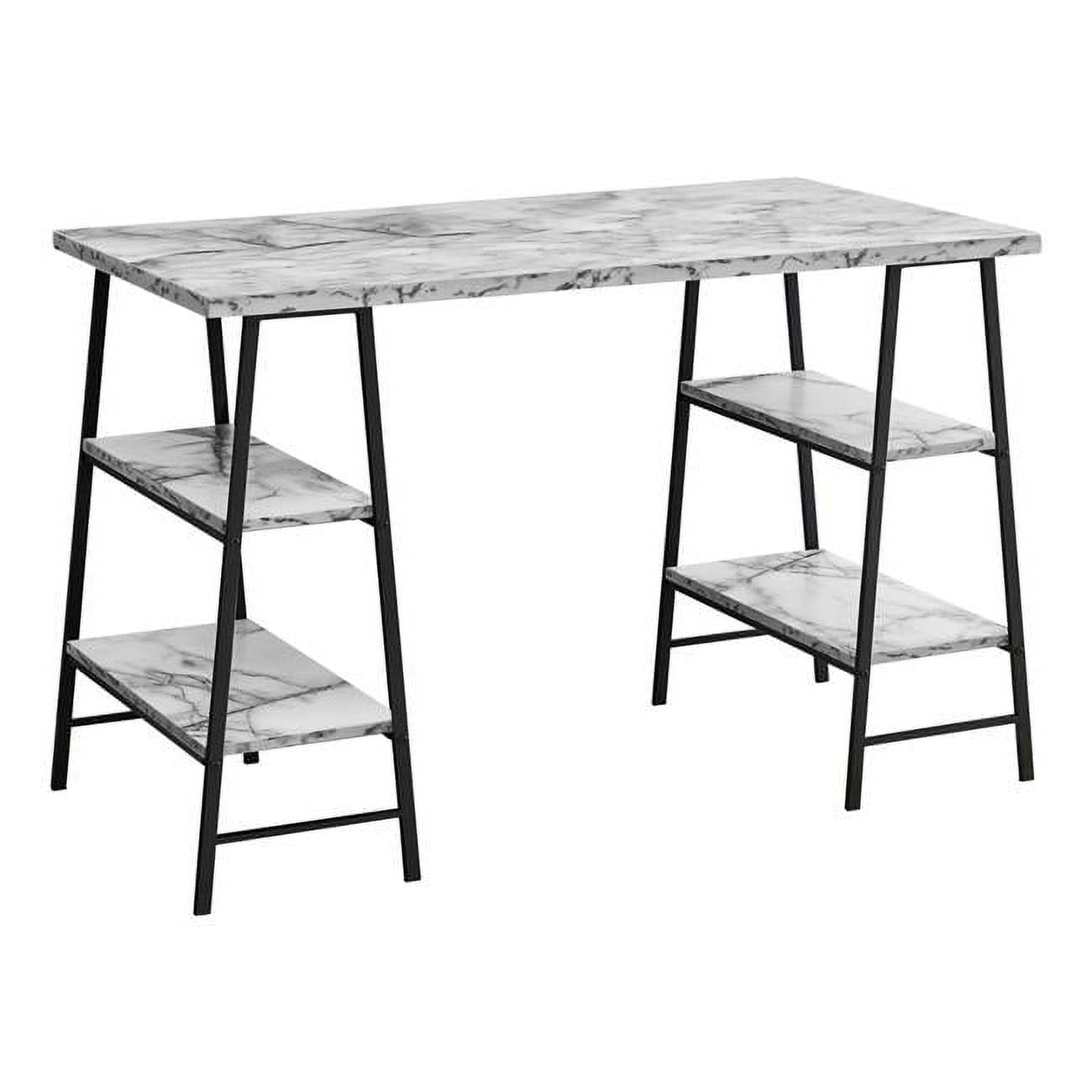 48 in. Metal Marble Look Computer Desk, White & Black - Walmart.com