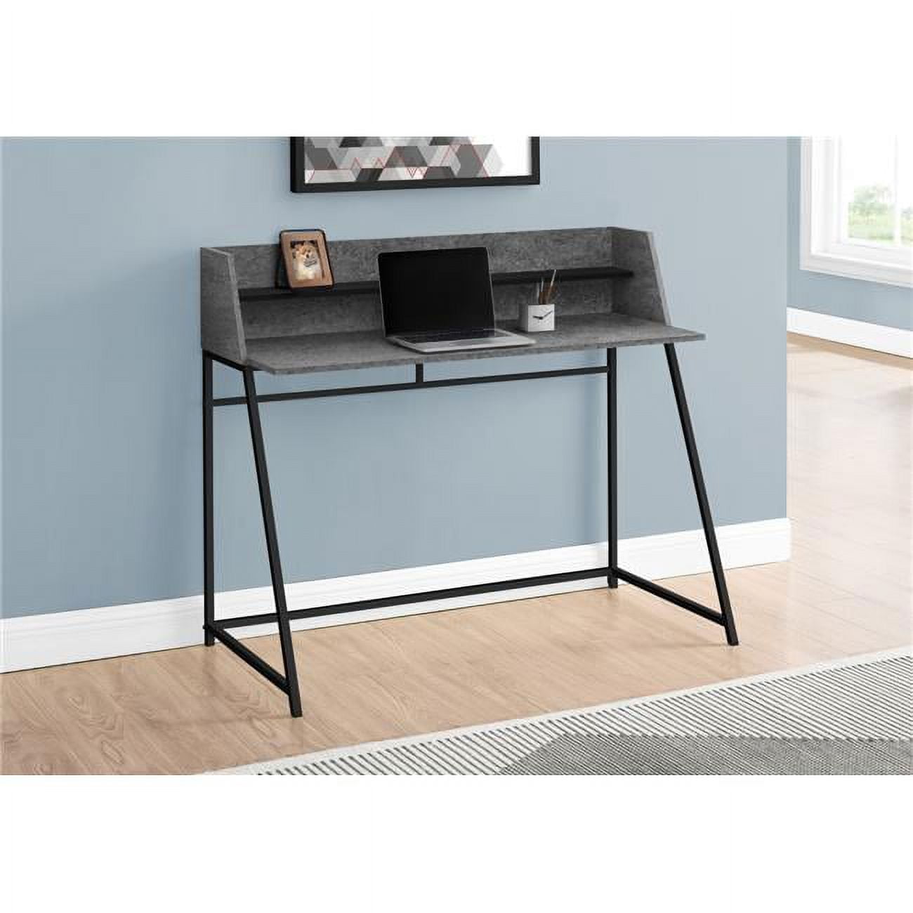 48 in. Metal & Stone Computer Desk, Grey & Black - Walmart.com